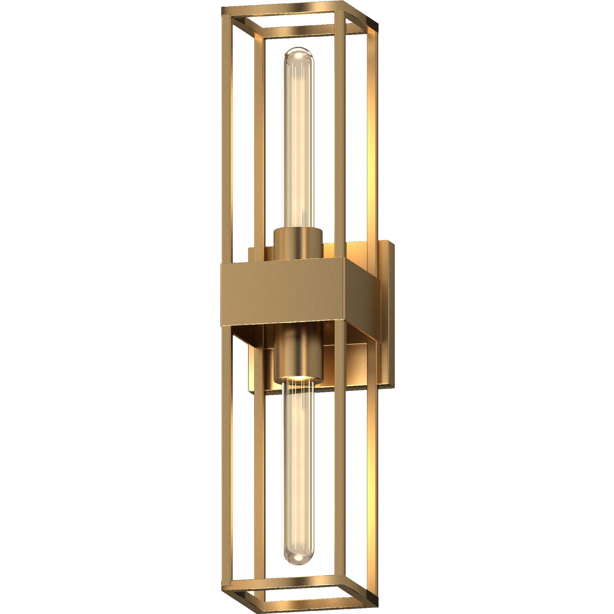 6022-90; 2-Light Indoor Rectangle Prism Wall Sconce; antique-gold ...